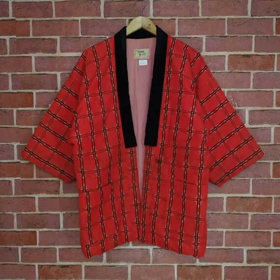 Rare!! Kuwano Haori Short Kimono Checkered Design Kim… - Gem