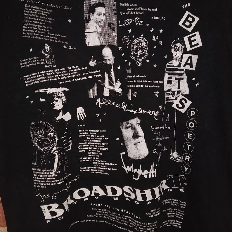 Vintage 90s the Broadshirt Poetry Magazine Artwork Design Punk Kerouac ...