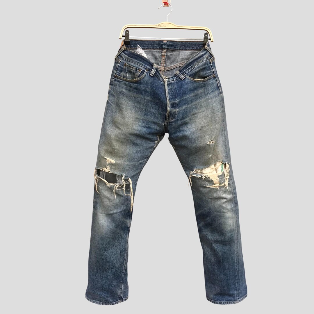 Vintage 90s Denime Selvedge Jeans Distressed Ripped Workwear Stone ...