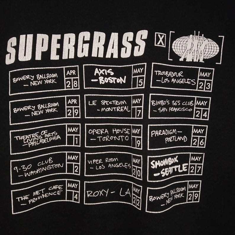 Vintage 90s Supergrass Alternative Rock Britpop Band Promo Music Tour T ...