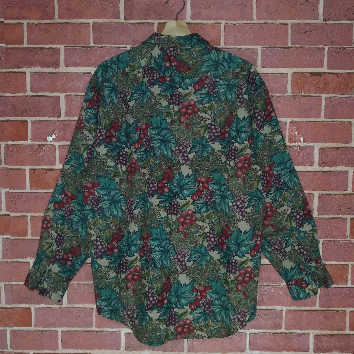 Rare!! Button Down Shirt Nice Design Alloverprint Colourful Flowers ...