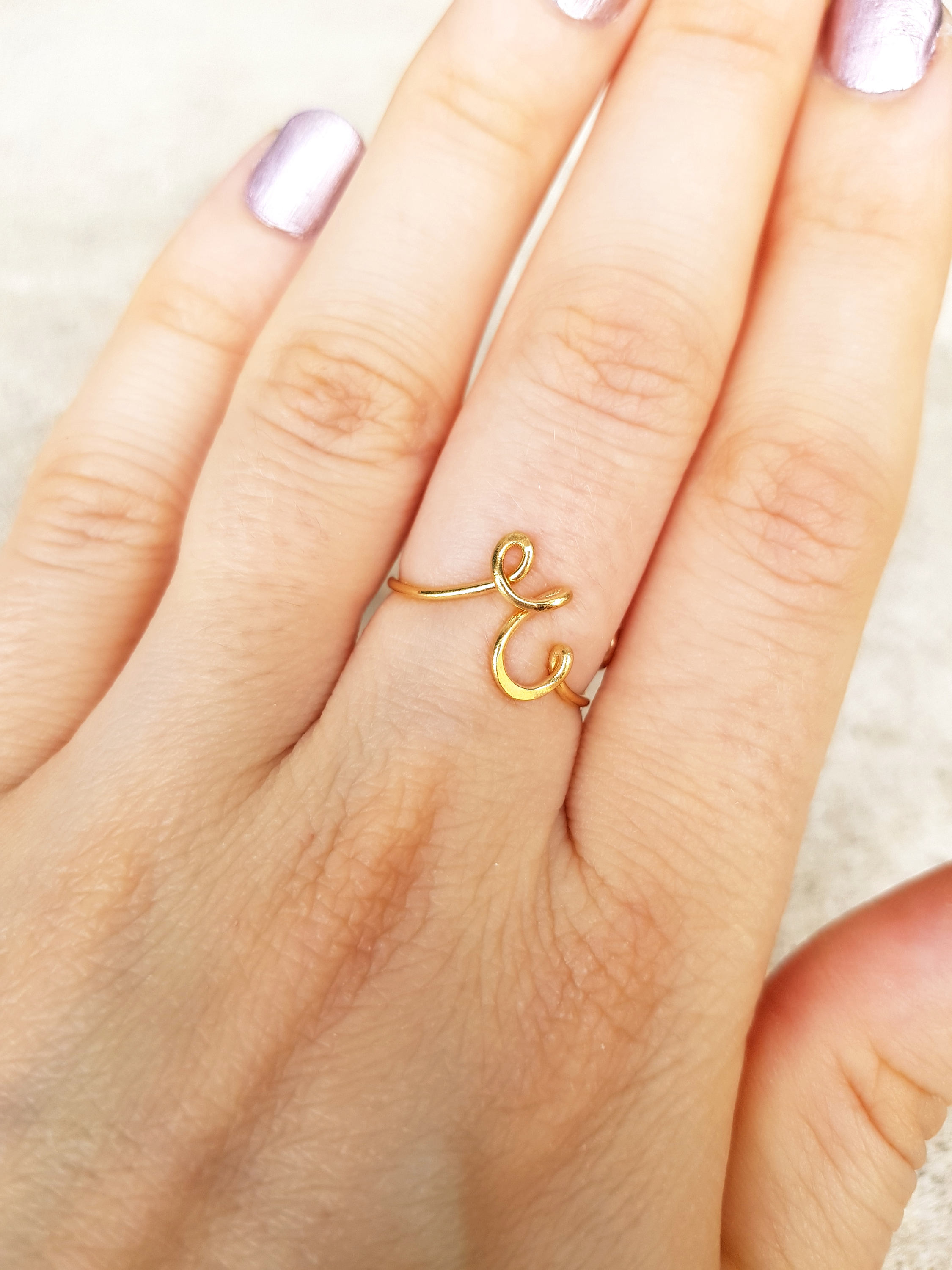 Initial ring letter R ring personalized wire initial ring | Etsy