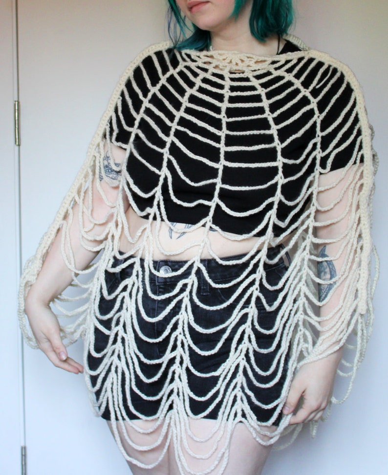 Crocheted Spider Web Poncho - Etsy