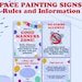 Face Painting Rules Signs: 4 Printable Information Posters (digital ...