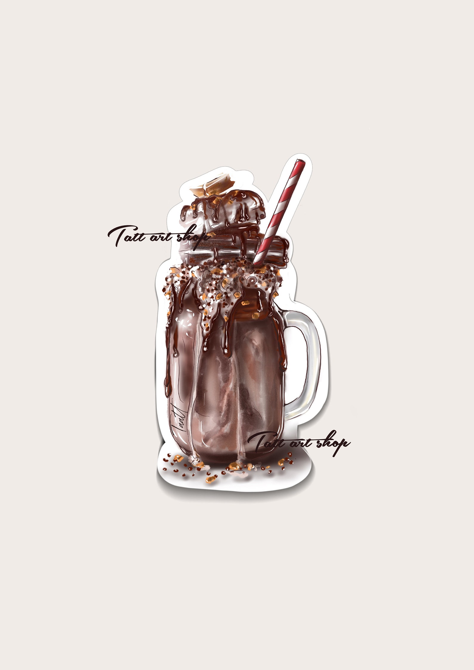 Chocolate Milkshake Line Aesthetic Sticker - Clear Sticker - Waterproof ...