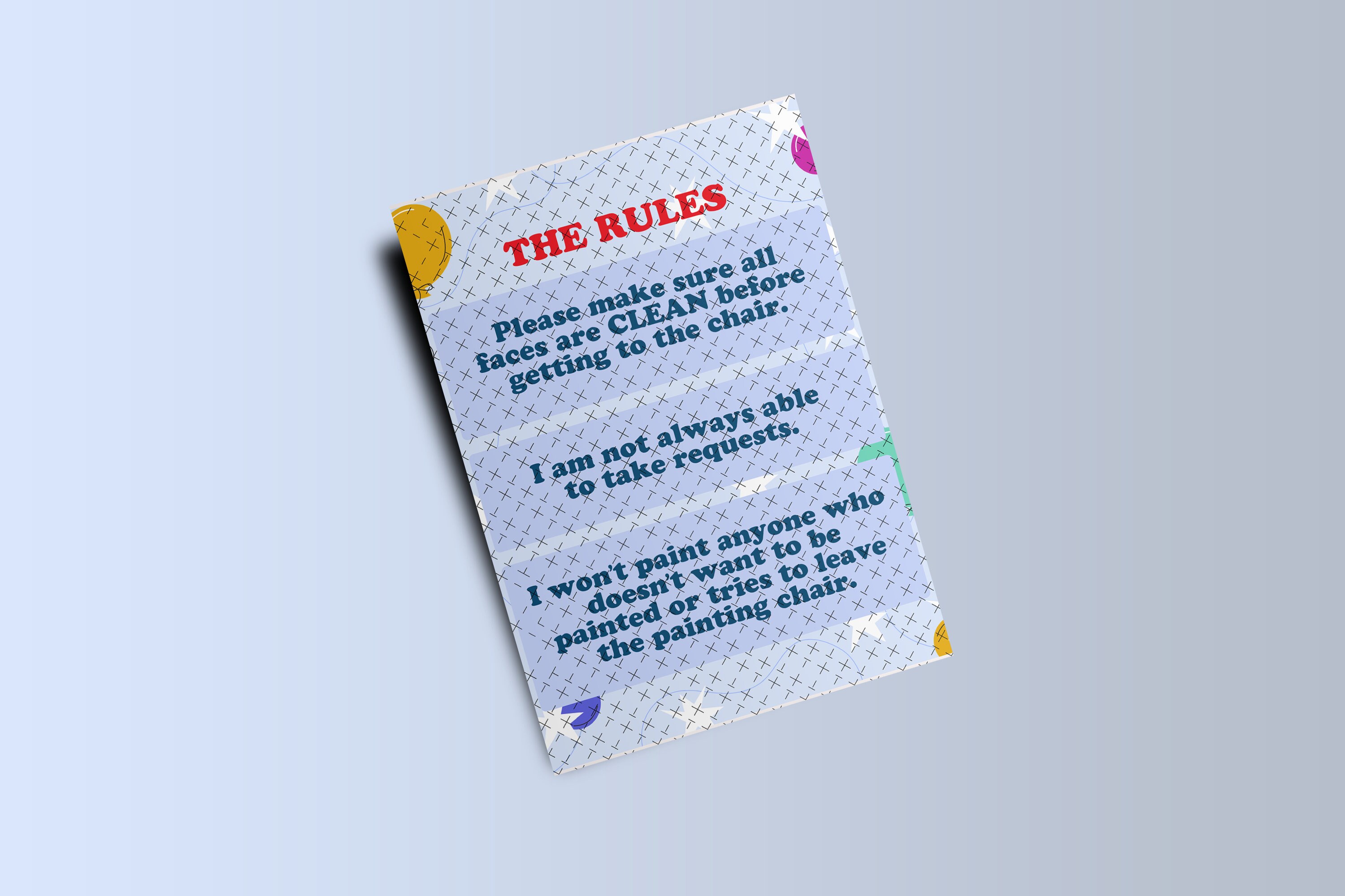 Face Painting Rules Signs: 4 Printable Information Posters (digital ...