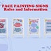 Face Painting Rules Signs: 4 Printable Information Posters (digital ...
