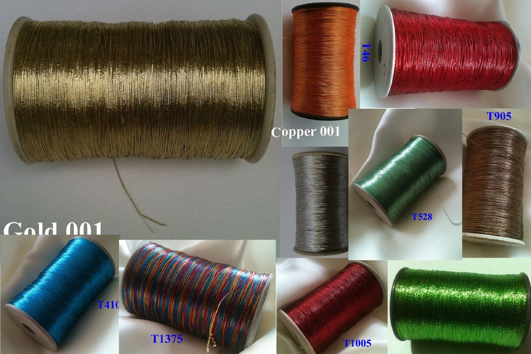 10 X Metallic Thread Yarn Spools Golden Metallic Thread Crochet Sewing ...