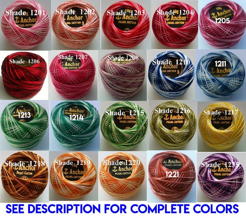 44 ANCHOR Pearl Variegated Cotton Crochet Embroidery Thread - Etsy