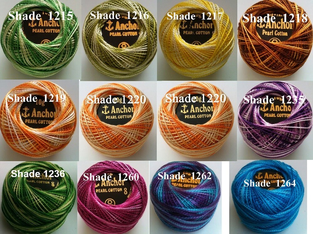 24 ANCHOR Pearl Variegated Cotton Crochet Embroidery Thread Ball Balls ...