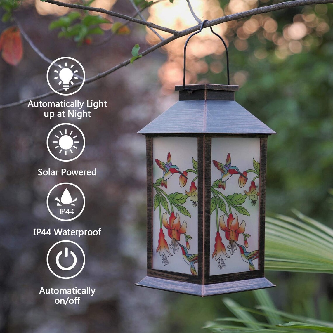 Retro Hummingbird Pattern Hanging Solar Light for Patio Lawn | Etsy