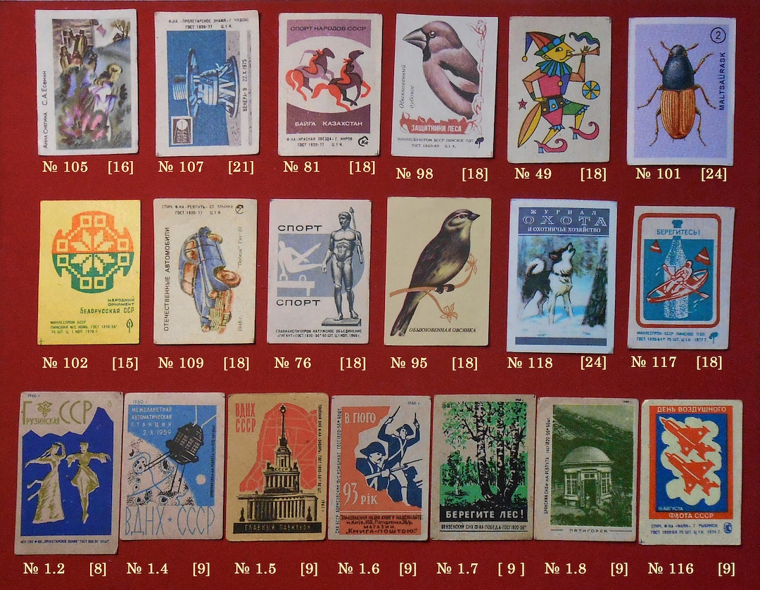 Assortment 50 Vintage Matchbox Labels Original Labels of the Ukraine ...