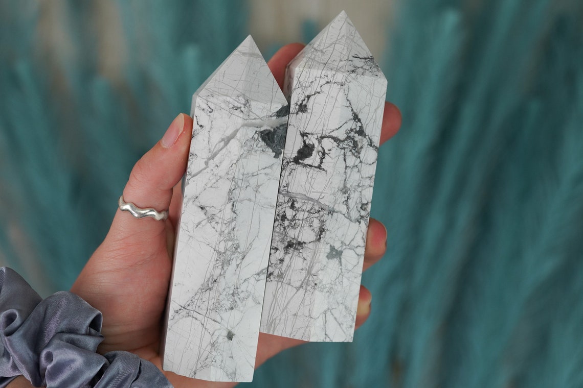 Large White Howlite Crystal Tower | Etsy