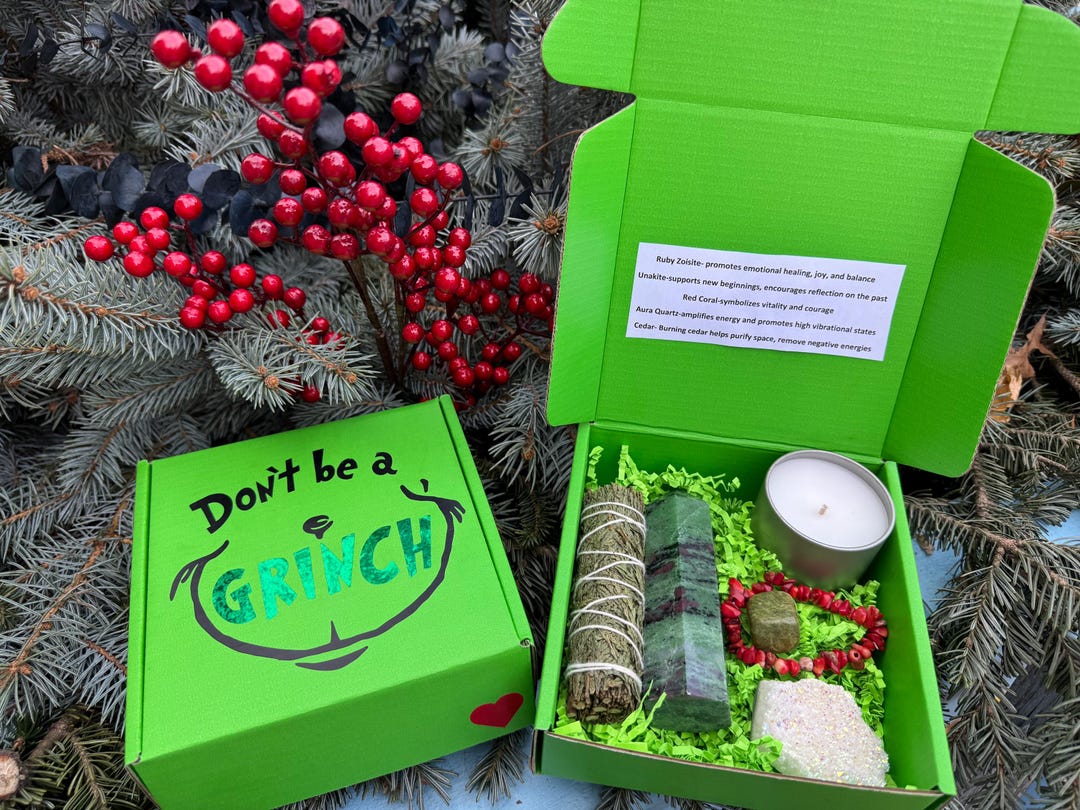 Don't Be a Grinch Holiday Gift Set- 5 Piece Gift Set- Candle, Large ...