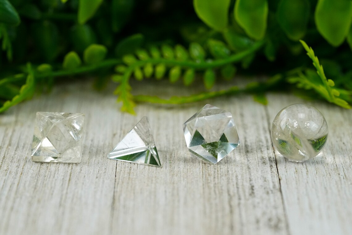 Clear Quartz Crystal Platonic Solids Set 7 Pieces - Etsy