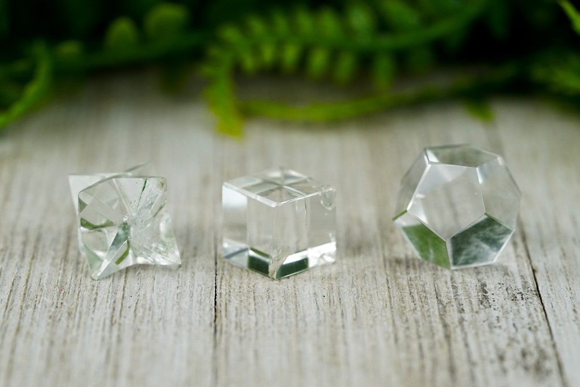 Clear Quartz Crystal Platonic Solids Set 7 Pieces - Etsy