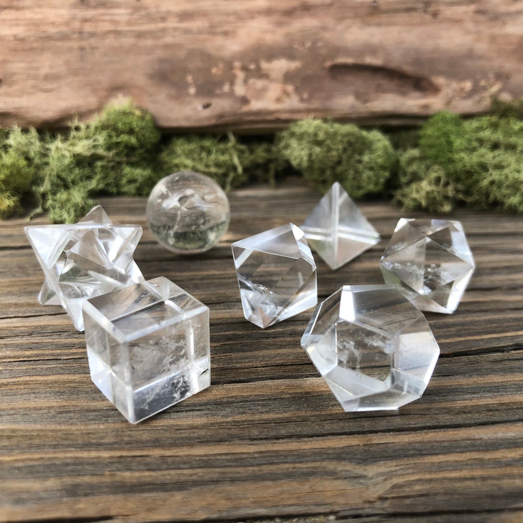 Clear Quartz Crystal Platonic Solids Set 7 Pieces - Etsy