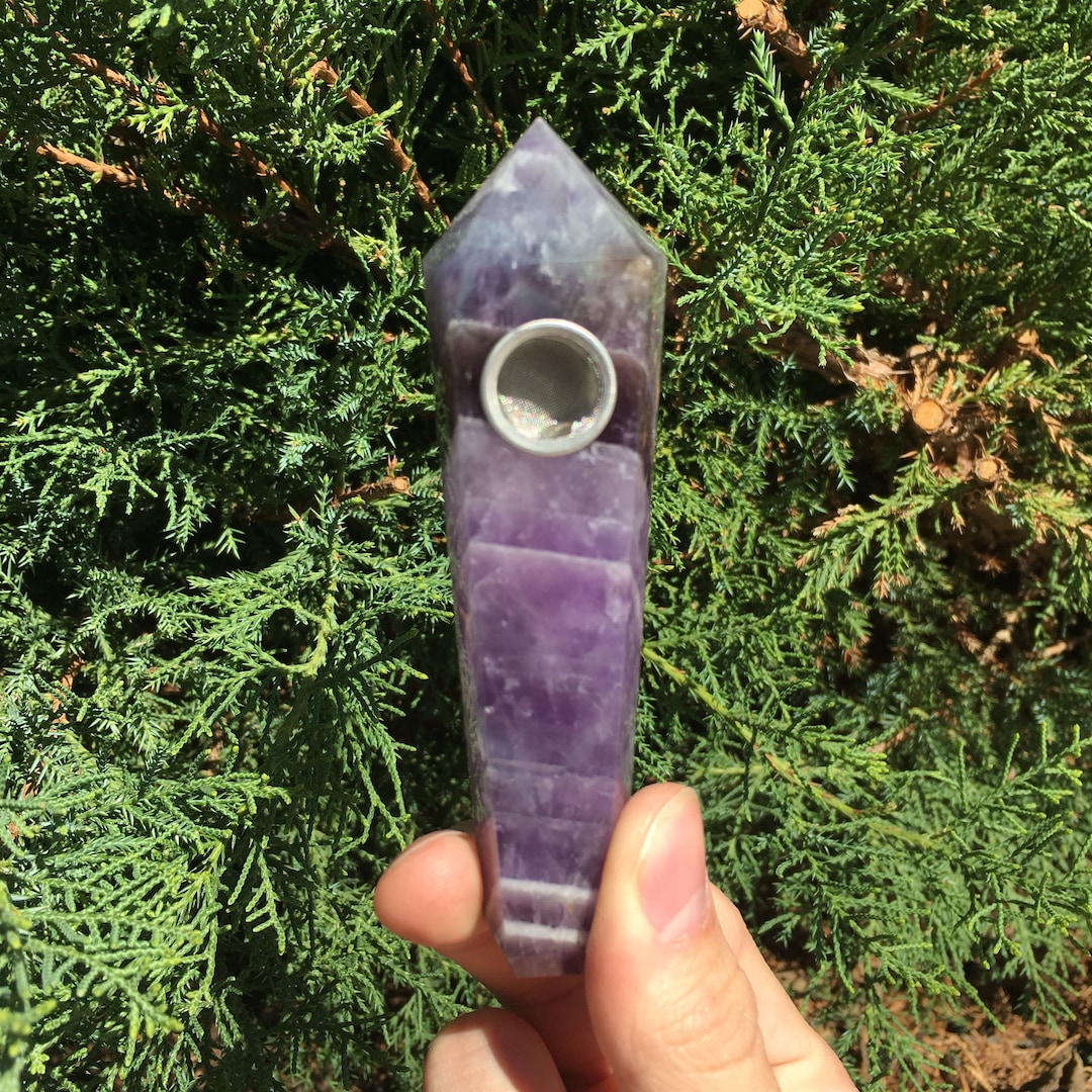 Amethyst Crystal Pipe, Gemstone Pipe, Purple Stone Bowl, Crystal ...