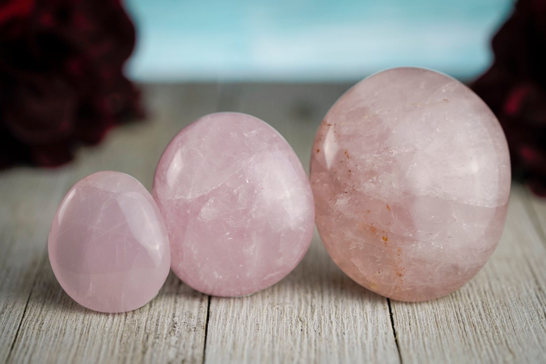 Rose Quartz Palm Stone, Polished Gemstone - Etsy