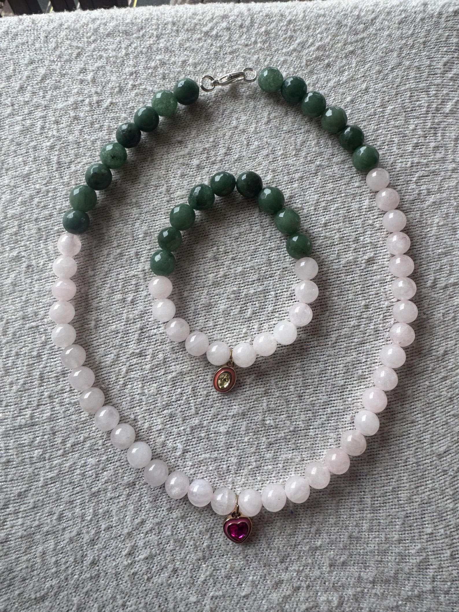 Wicked Inspired Necklace and Bracelet Set | Rose Quartz & Moss Agate ...