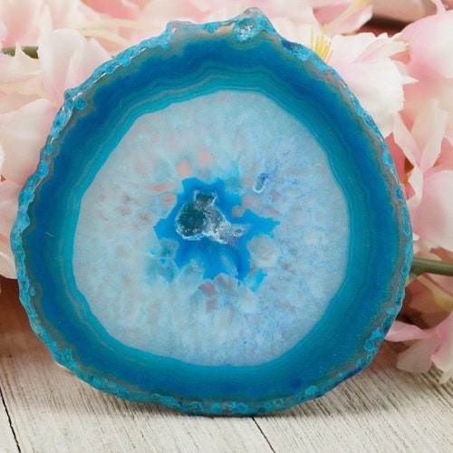 Large Blue Agate Slice Geode Polished Crystal Quartz Randomly - Etsy