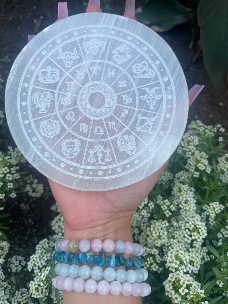 Selenite Zodiac Plate - Etsy