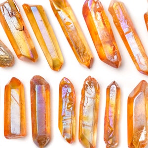 Orange Aura Quartz Crystal Point - Etsy