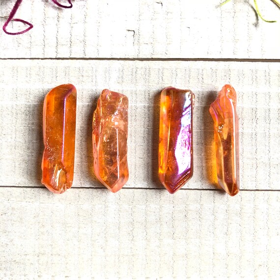 Orange Aura Quartz Crystal Point | Etsy
