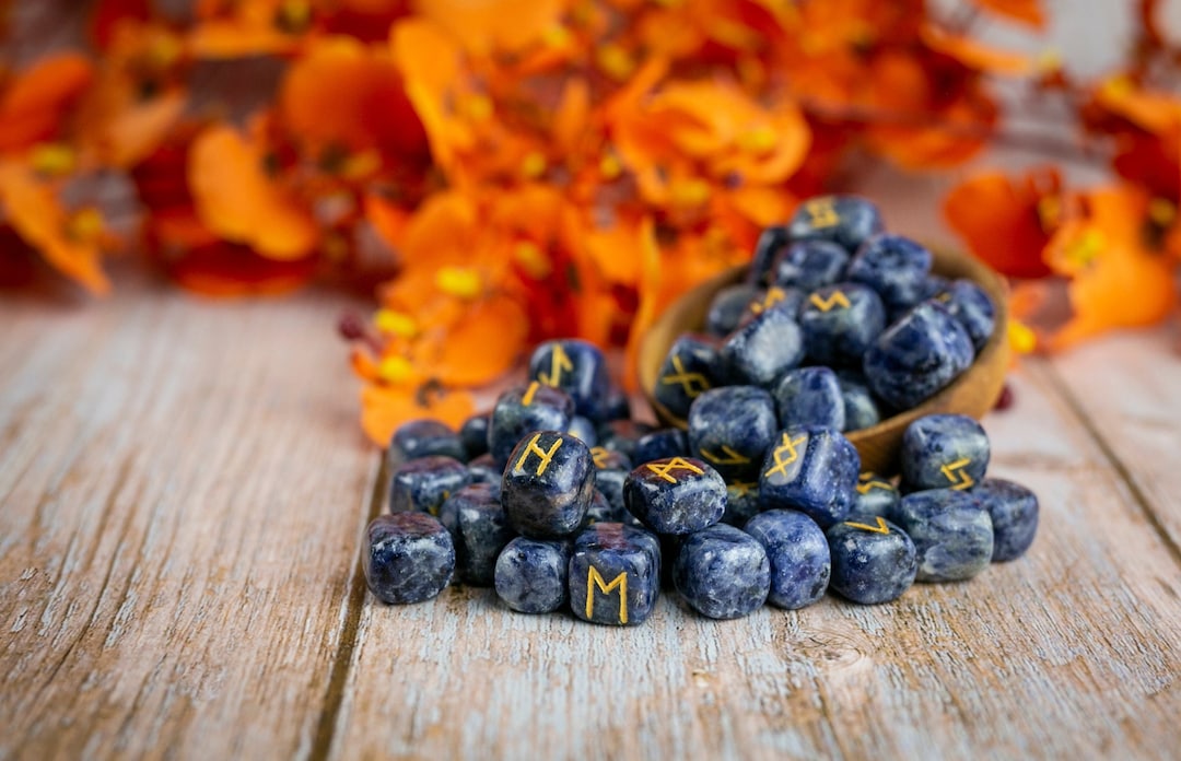 Sodalite Rune Stone Set Blue Runestones - Etsy
