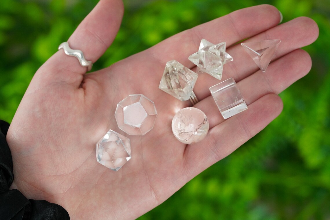 Clear Quartz Crystal Platonic Solids Set 7 Pieces - Etsy