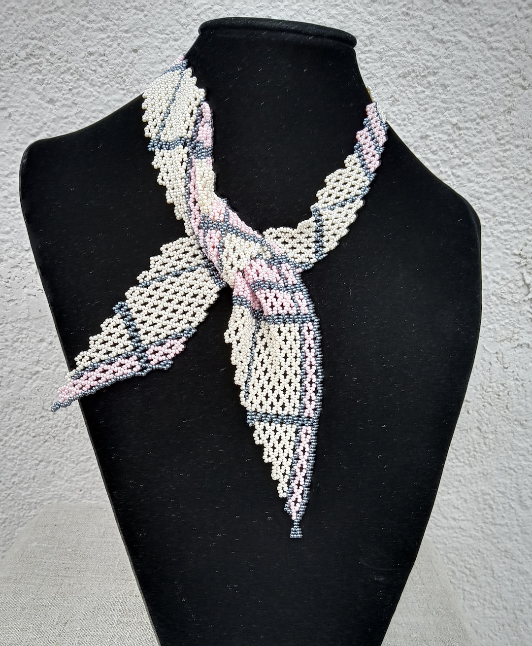 Beaded Scarf Necklace - Etsy