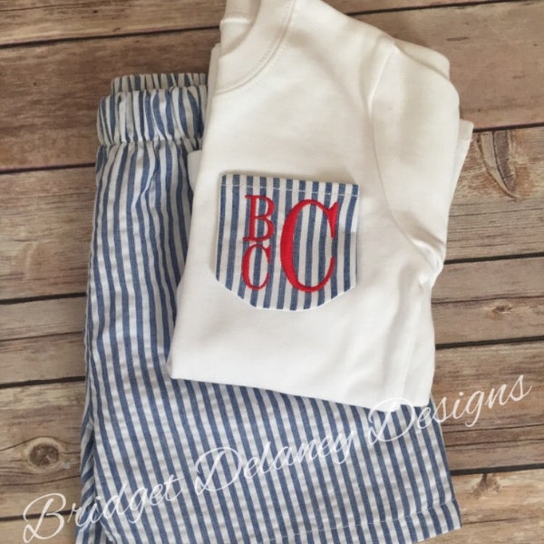 Monogram Pocket Tee - Etsy