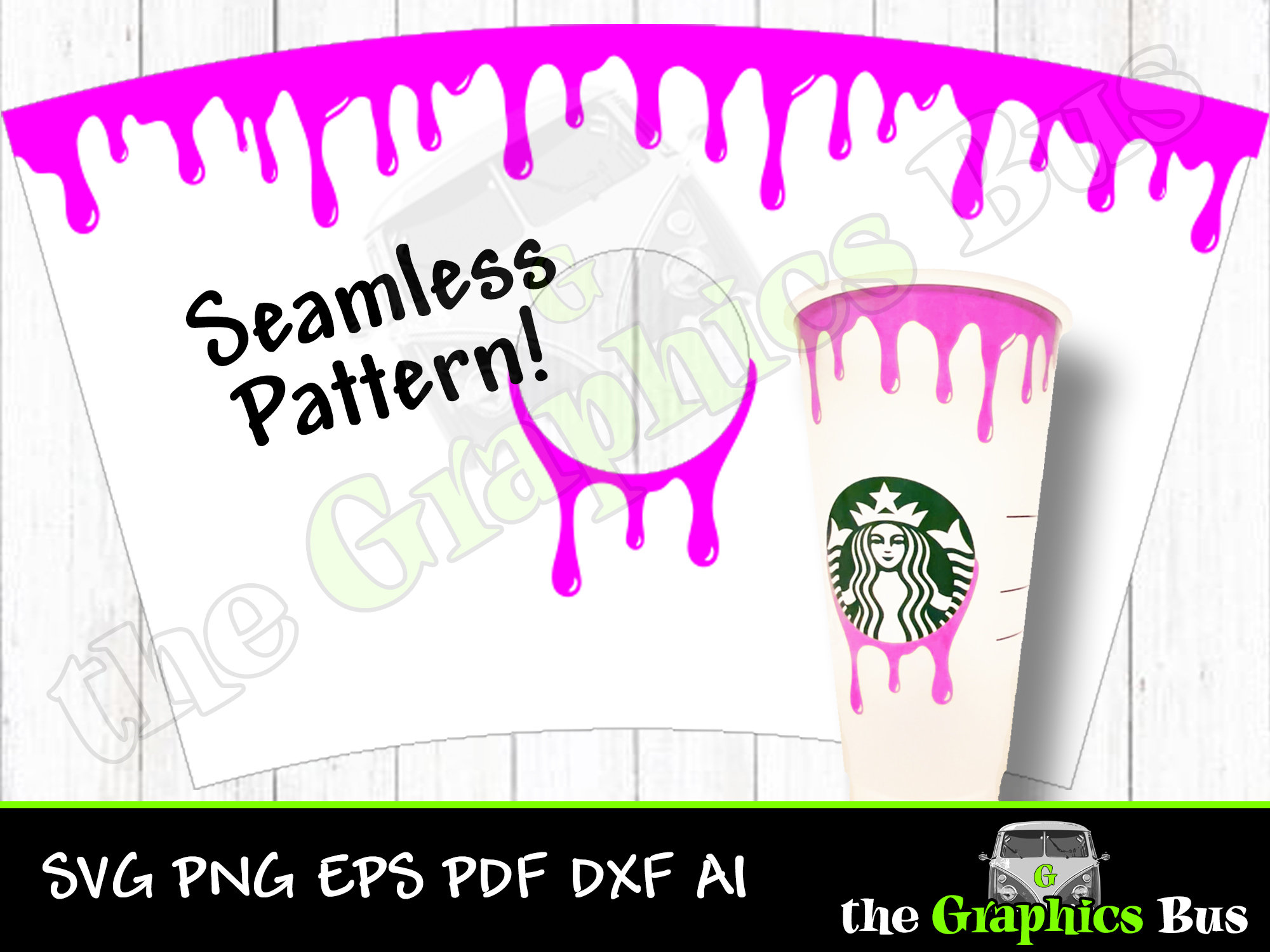Small Drip Seamless Pattern for 24oz Venti Cold Cup Honey Runny Paint ...