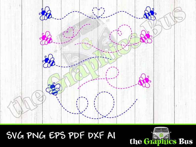 Bee Flying Path SVG Bee Trails Clipart PDF Trail Cute Bees EPS File ...