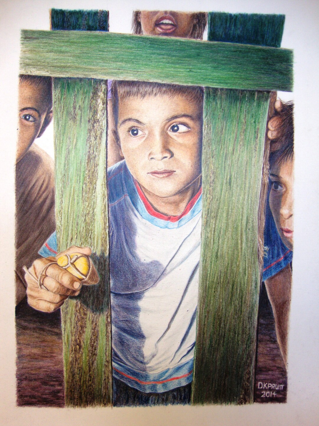 Boy With Top Color Pencil Print - Etsy