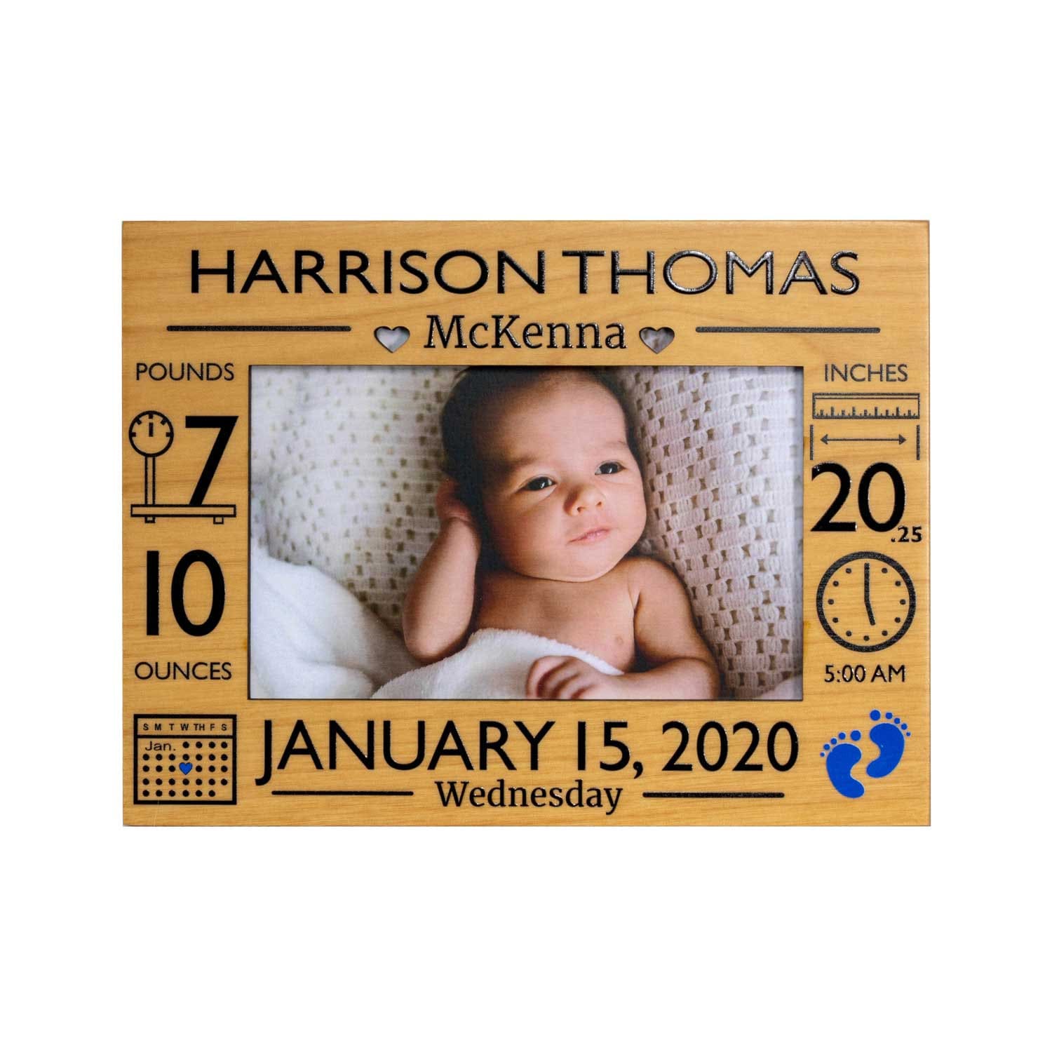 Personalized Baby Picture Frame: Birth Stats -boy-girl-hardwood-free ...