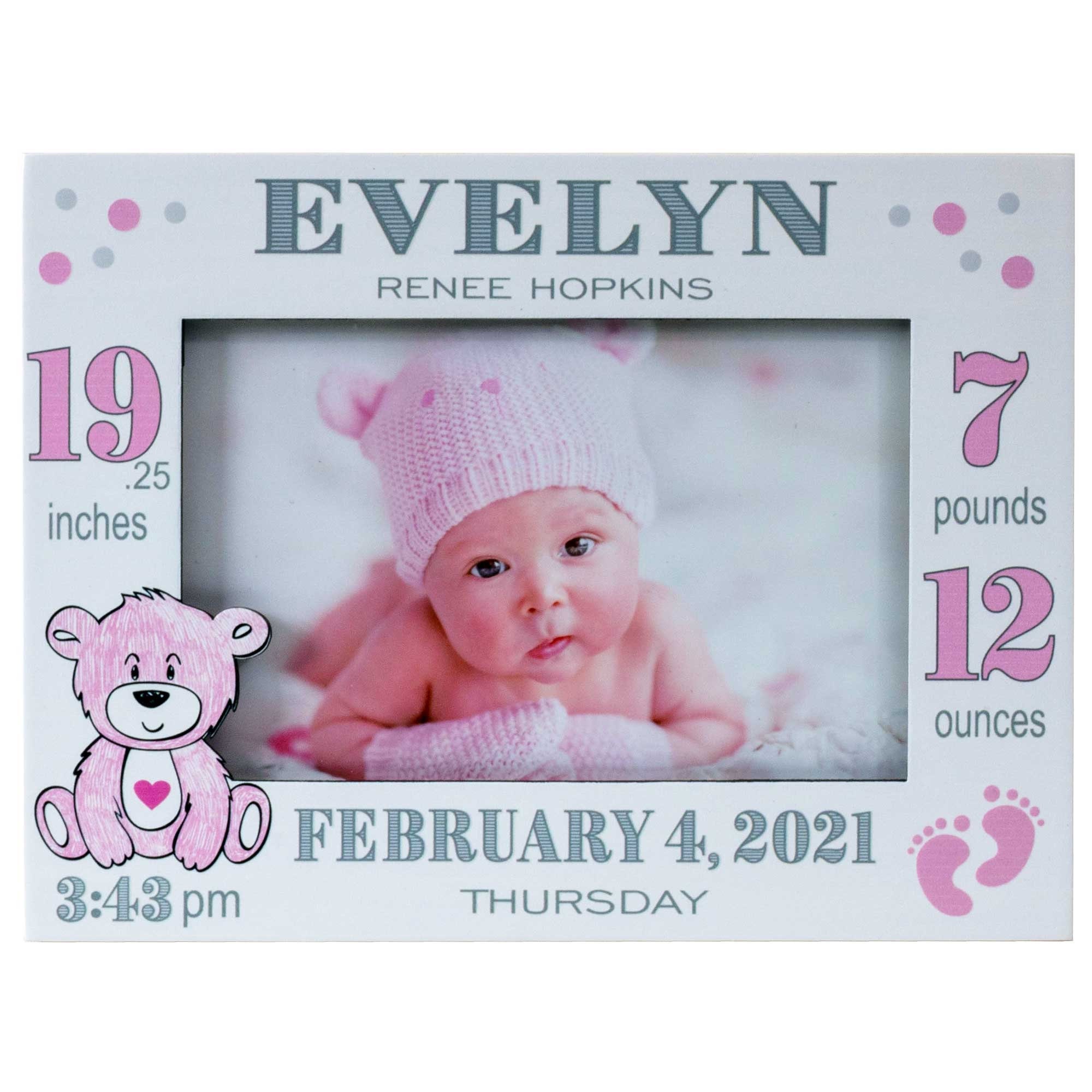 Personalized Baby Picture Frame: Birth Stats-boy-girl-teddy Bear-free ...