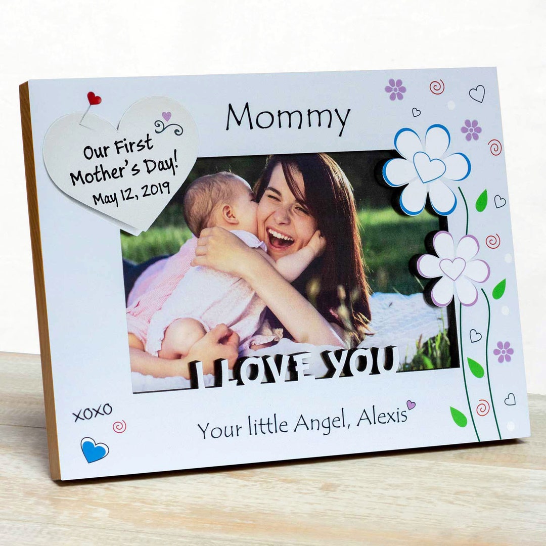 Personalized Mother's Day Picture Frame: Embossed With Gloss Floral ...