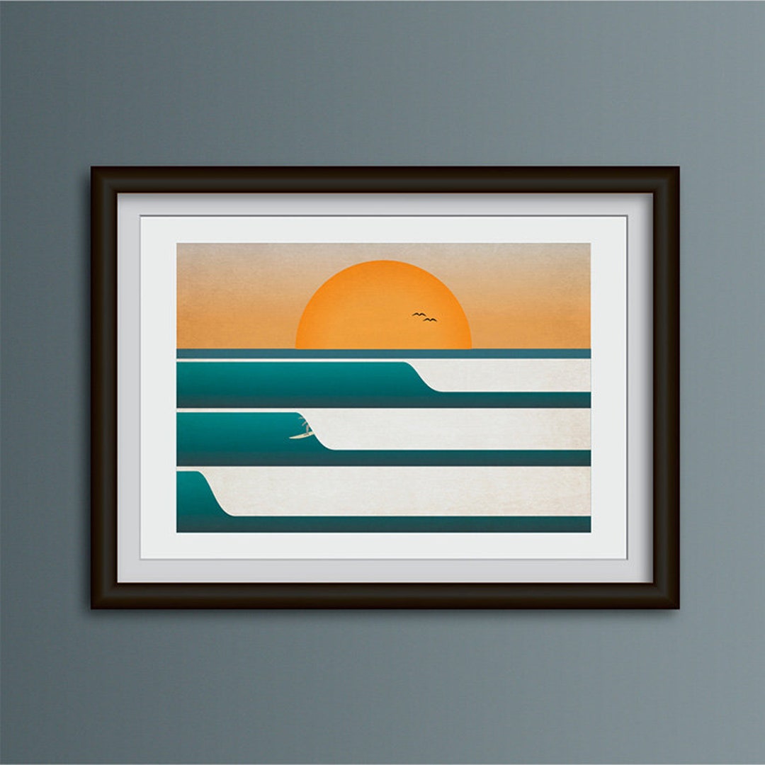 Surf Inspired Artwork, Wave Art Print, Gift for Surfer, Ocean Poster ...