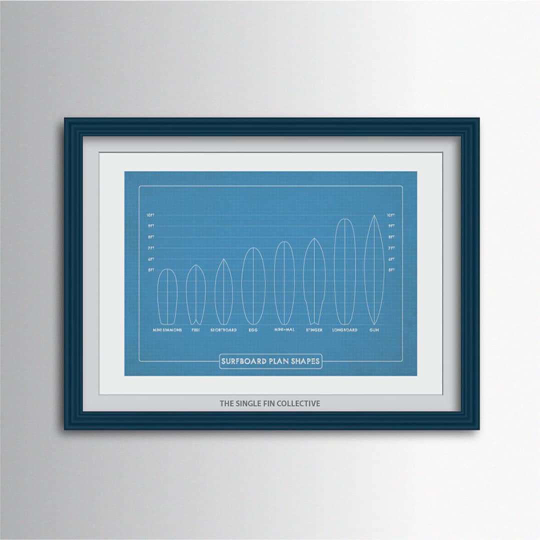 Surf Inspired Giclee Artwork, Surfboard Shapes Blueprint, Technical ...