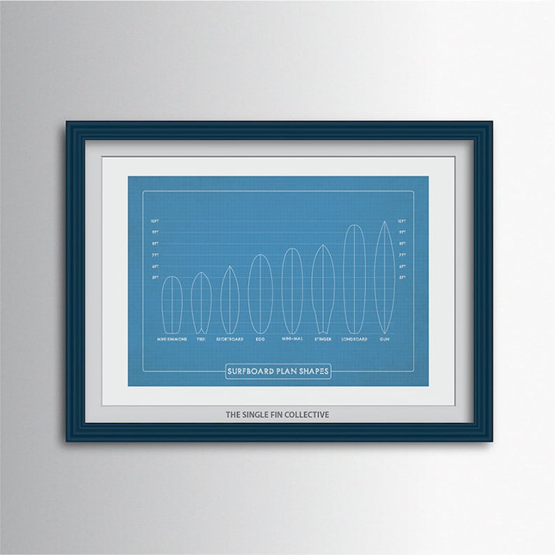 Surf Inspired Giclee Artwork Surfboard Shapes Blueprint - Etsy