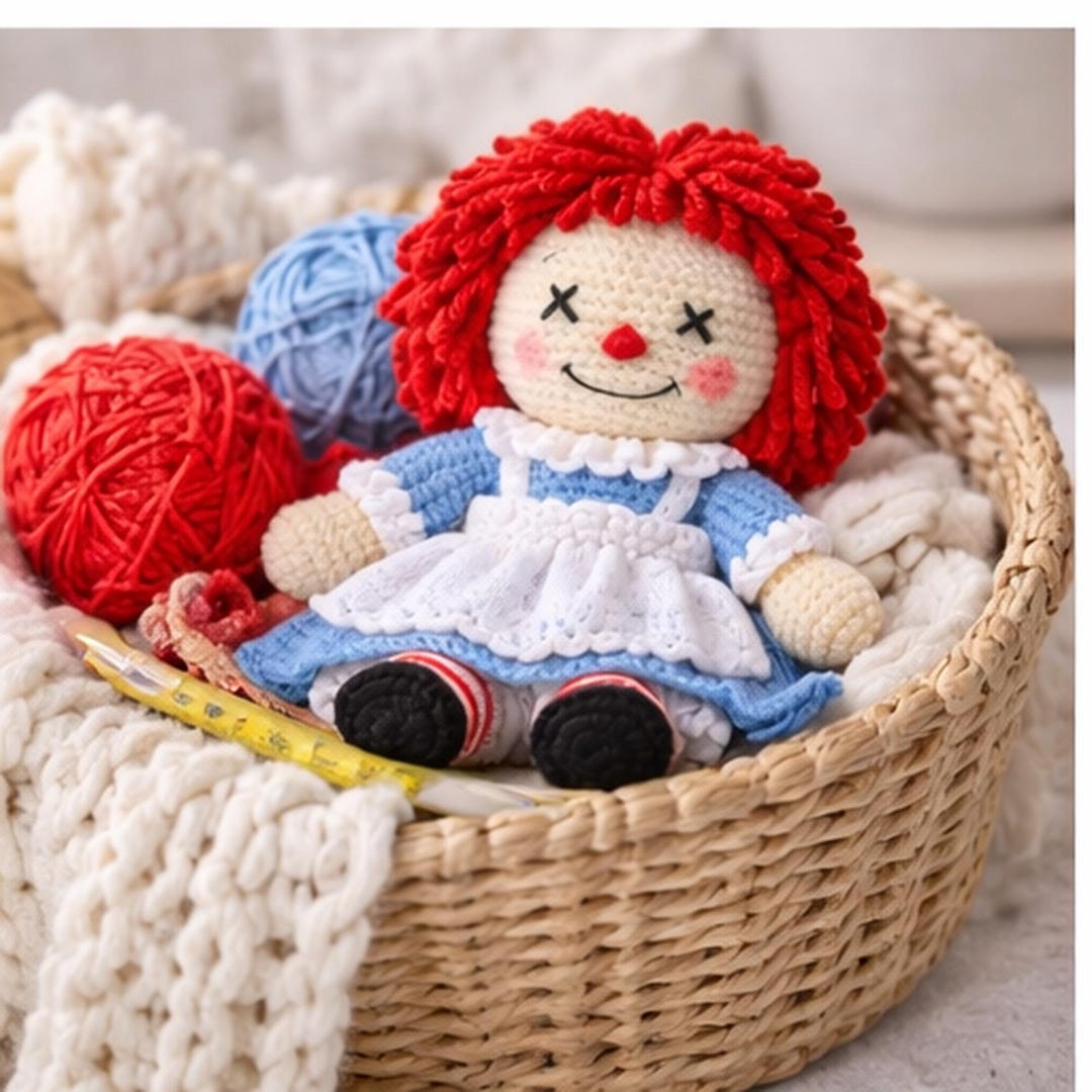 Crochet Raggedy Ann Rag Doll Pattern PDF Child Safe Stitched Eyes ...