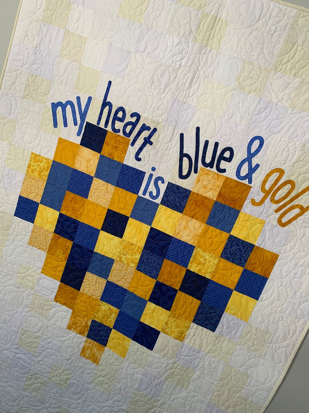 Heart Quilt - Blue - Gold - Sigma - Gamma - Rho - Quilt - Etsy