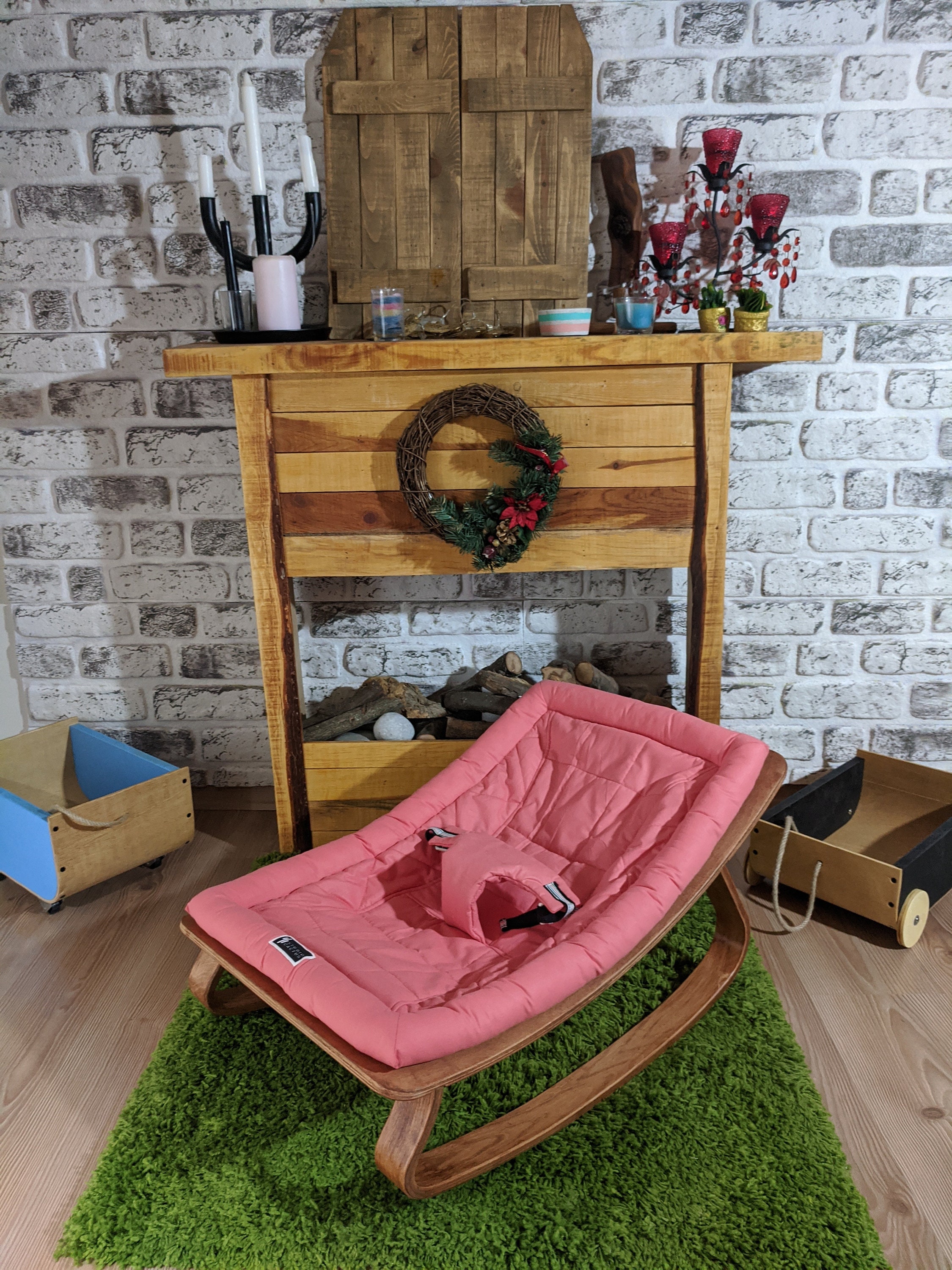 Walnut Baby Rocker Baby Bouncer Baby Rocking Chair Wooden | Etsy