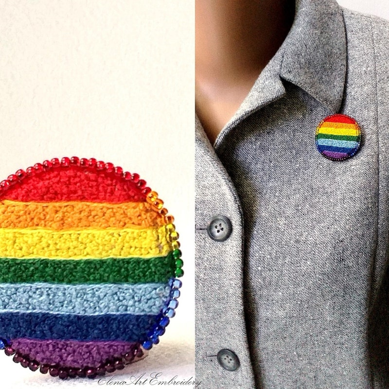 Rainbow Brooch - Etsy