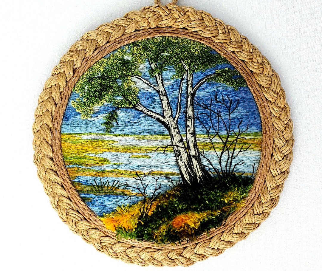 Modern Embroidery 3D Picture, Embroidered Interior Hanging Landscape ...