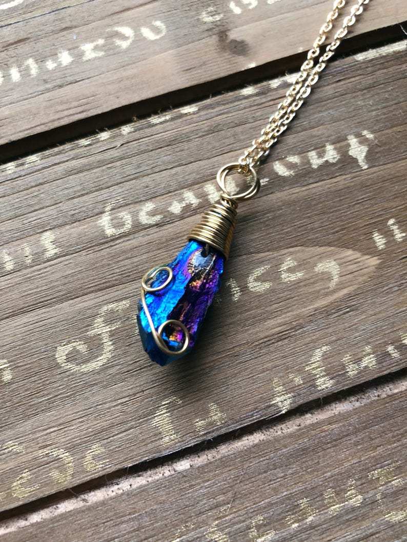 Wire Wrapped Raw Natural Stone Necklace Genuine Stone Ts Etsy