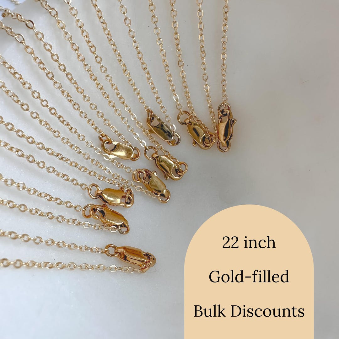 22 Inch 16K Gold Filled Finished Chains – Bulk Flat Cable Necklaces ...