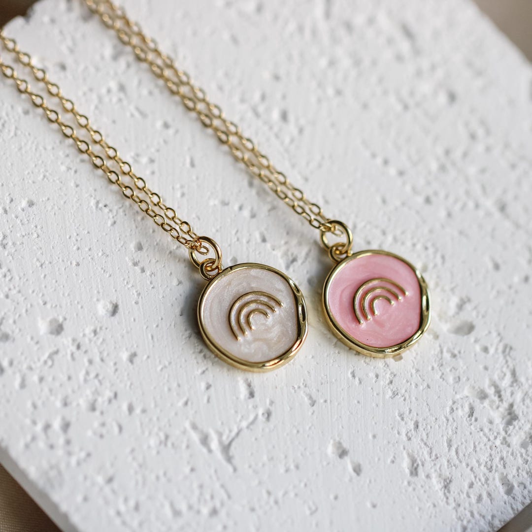 16K Gold Filled Rainbow Charm Necklace: Sparkly Enamel Jewelry - Etsy