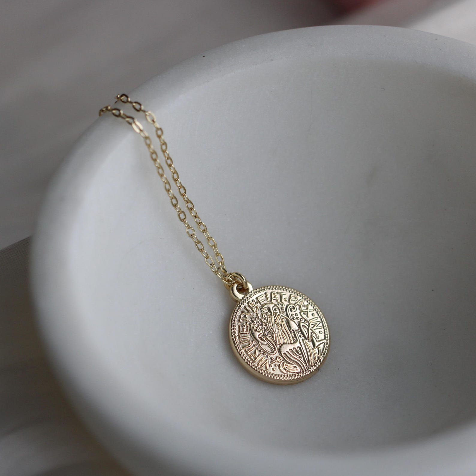 Double-sided Latin Necklace, Virtute Tua Fiat Pax in (may There Be ...
